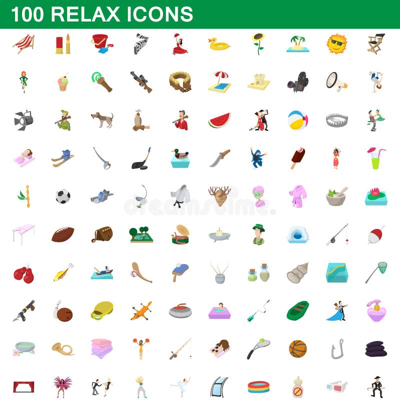 100 Calories Icons Set, Cartoon Style Stock Vector - Illustration of ...
