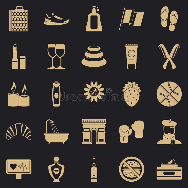 Relax Icons Set, Simple Style Stock Vector - Illustration of ...