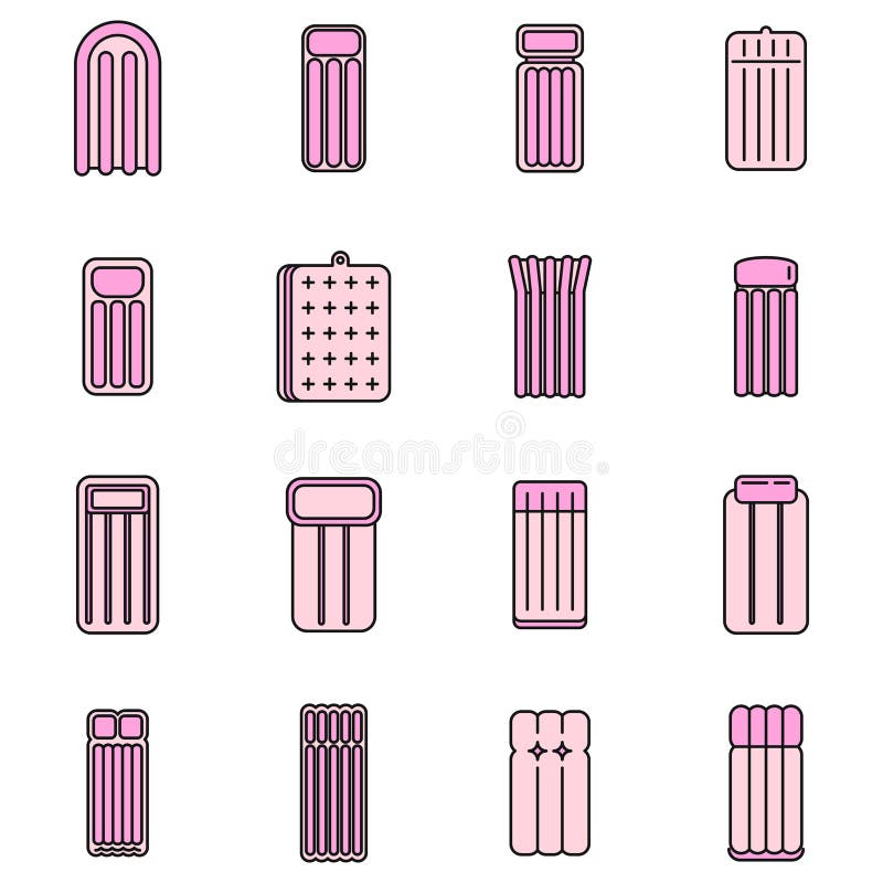 Relax Inflatable Mattress Icons Set Vector Color Line Stock Vector ... Relax Inflatable Mattress Icons Set Vector Color Line Stock Vector ...