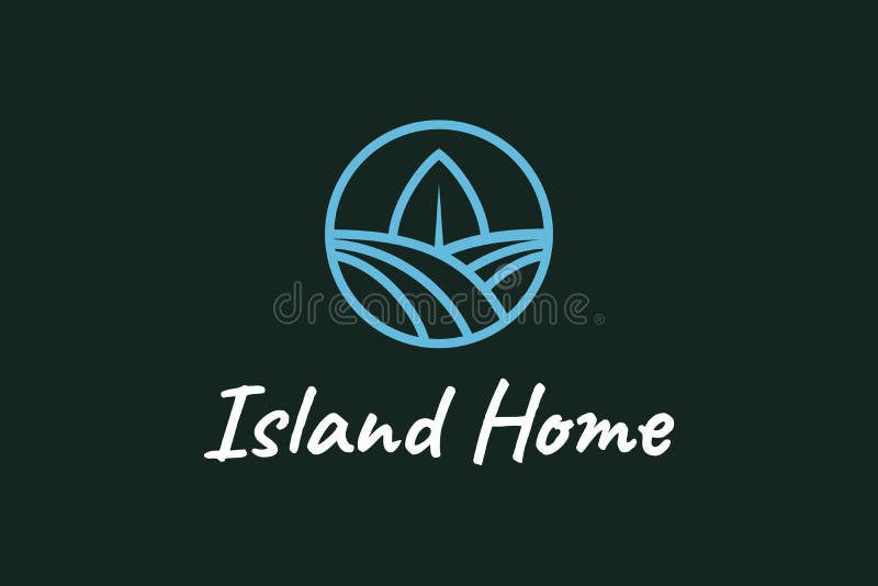 Relax on Island with Surfboard and Ocean Waves Perfect for Logo Stock ...