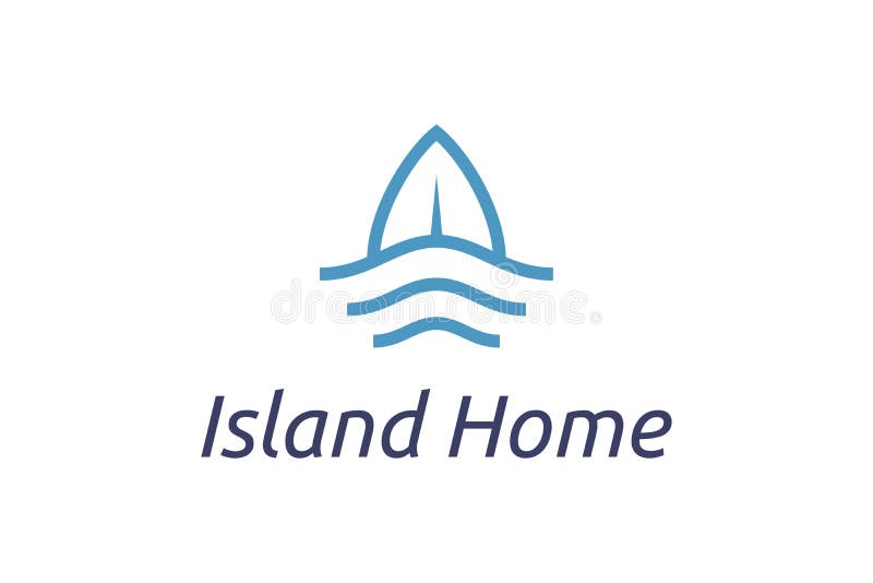 Relax on Island with Surfboard and Ocean Waves Perfect for Logo Stock ...