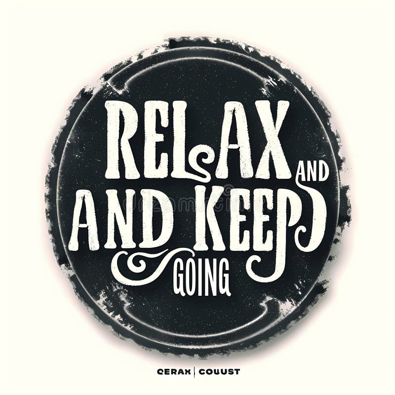 Relax and Keep Going, a Black Circle with White Text Stock Illustration ...