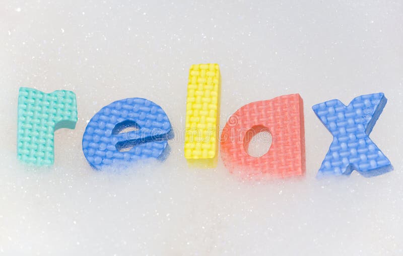 Relax Letters in Bubble Bath Foam Stock Photo - Image of unwind, green ...