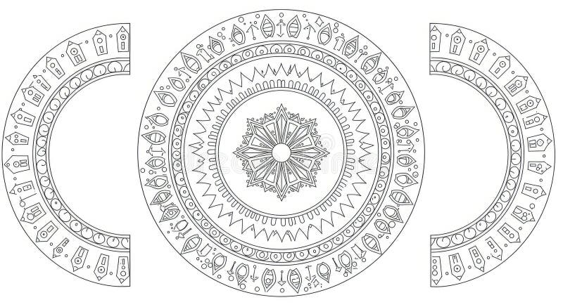Concentric Circles Mandala Coloring Book Page Simple Geometric Design ...