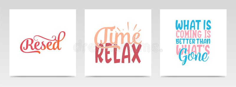Relax Quotes Letter Typography Set Illustration Stock Vector ...