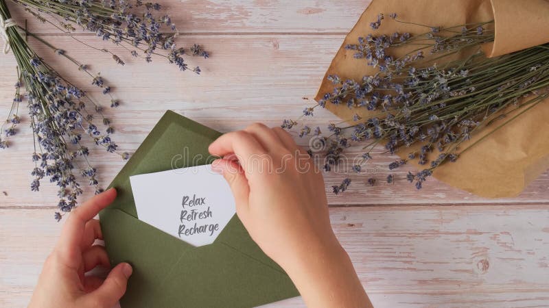 RELAX REFRESH RECHARGE Text on Supportive Message Paper Note Reminder ...