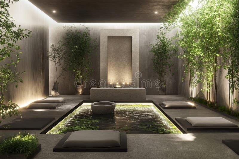 Relax in this Serene Spa Oasis Featuring Tranquil Water Elements and ...