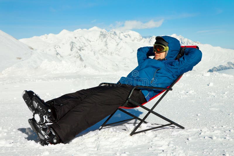 Relax in Snowy Mountains. Ski Vacation Stock Image - Image of helmet ...