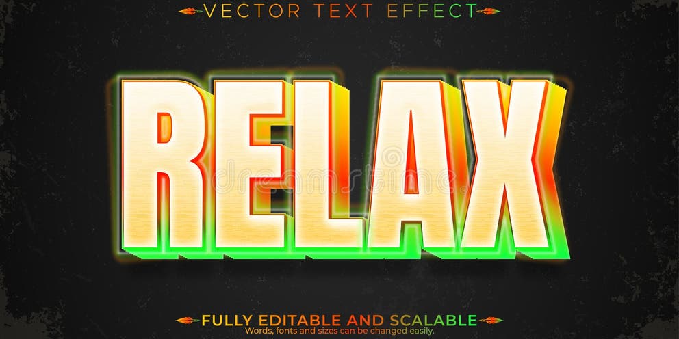 Relax Text Effect, Editable Colorful and Vintage Text Style Stock ...