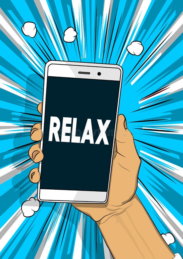 Relax Text on Smartphone Screen. Stock Vector - Illustration of ...