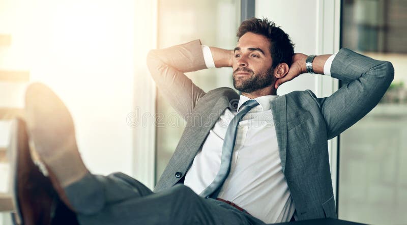 Relax, Thinking or Vision and Business Man in Office for Satisfaction ...