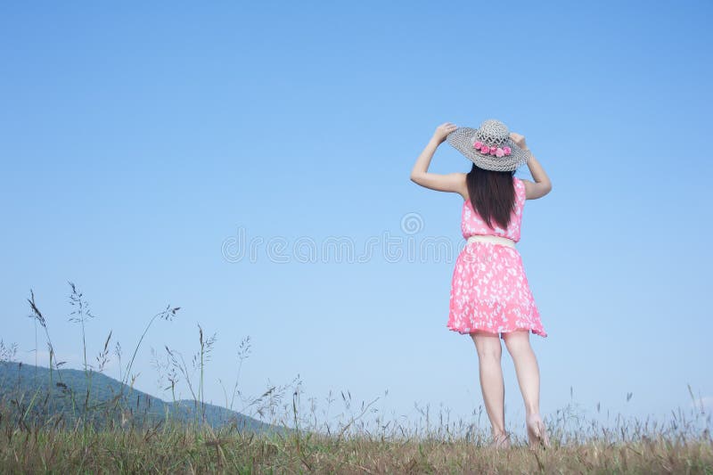 Relax Woman Standing and Sky Stock Image - Image of woman, standing ...