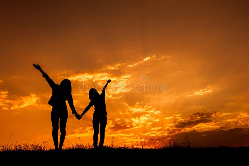428 Relax Women Standing Sunset Silhouette Stock Photos - Free ...