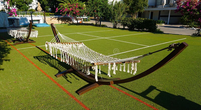 Relax Zone with Hammock on the Grass at Turkey Stock Photo - Image of ...
