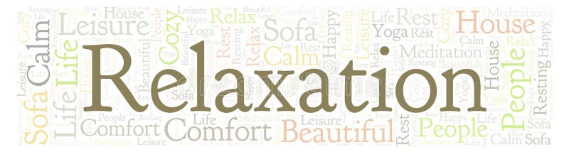 Relaxation in Banner Shape Word Cloud. Stock Illustration ...