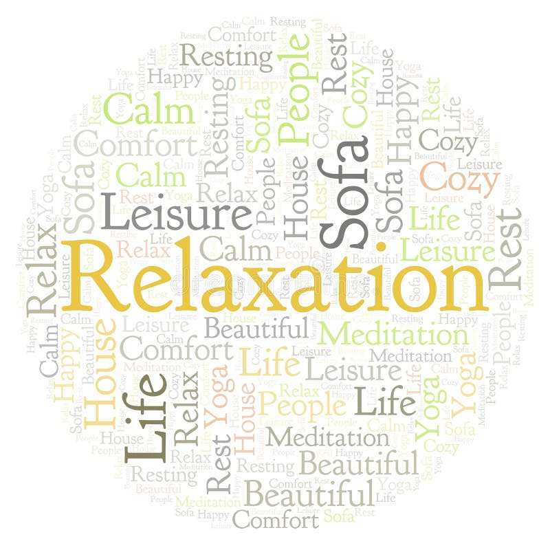 Relaxation in a Circle Shape Word Cloud. Stock Illustration ...