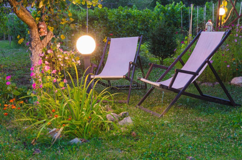 Relaxation in the Garden during Dusk Stock Image - Image of landscape ...