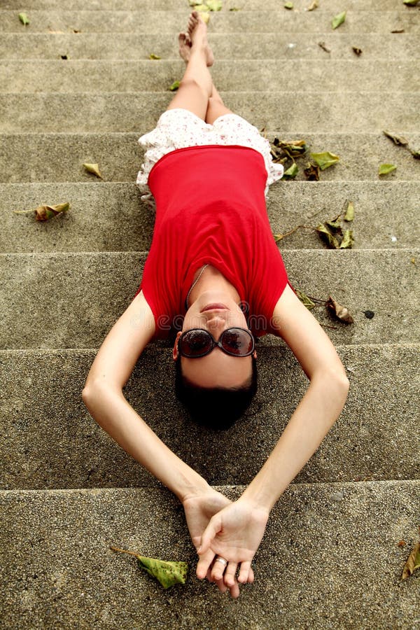 Relaxation stock image. Image of stairs, stone, camper - 64026625