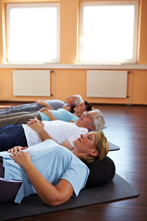 Relaxation in a gym stock photo. Image of rehab, meditation - 16828310