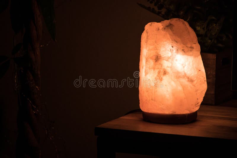Relaxation at Home with Amber Low Light from Salt Lamp Stock Photo ...