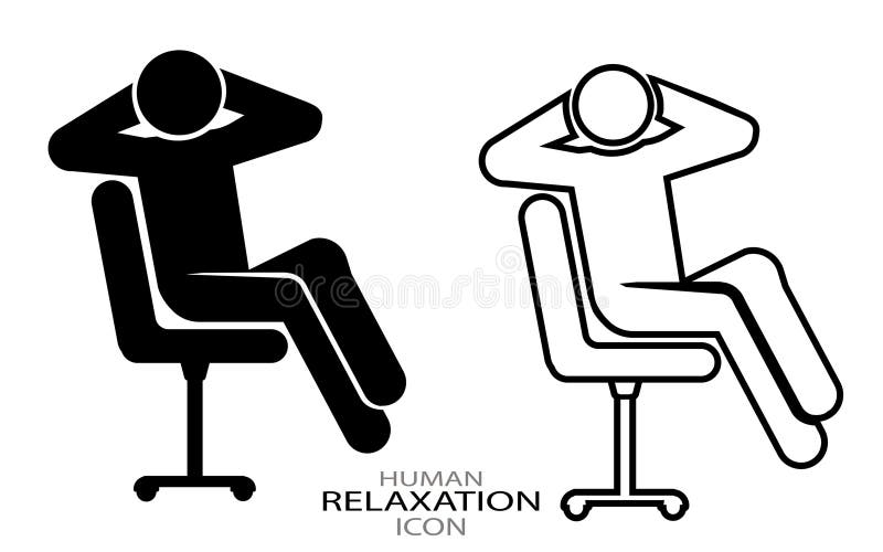 Relaxation Human Silhouette and Thin Line Icon, Sign, Symbol ...