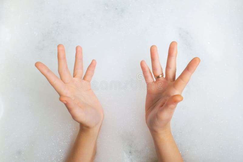 Relaxation, Reflection, Thoughtfulness in a Bubble Bath Concept. Women ...