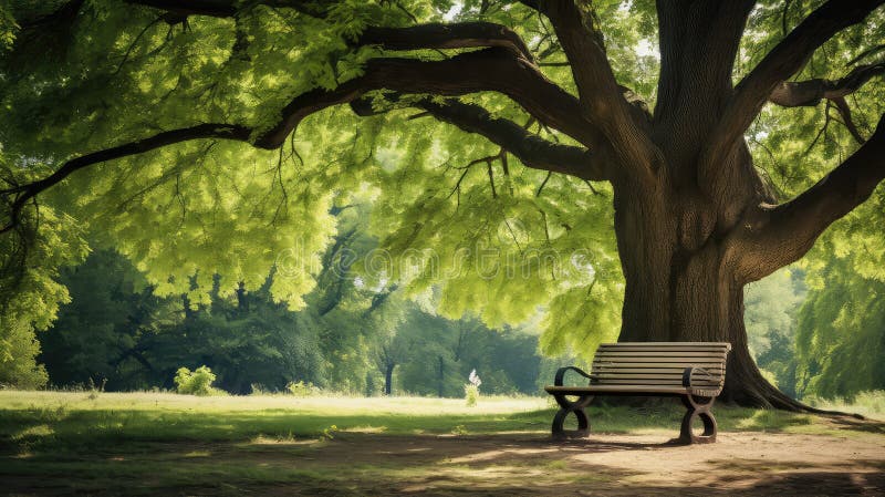 Relaxation tree with bench stock image. Image of seating - 305913141