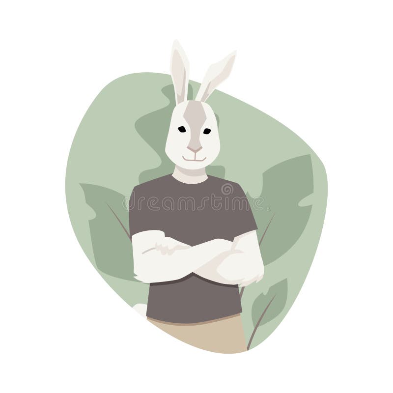 Relaxed Anthropomorphic Rabbit Vector Illustration Stock Vector ...