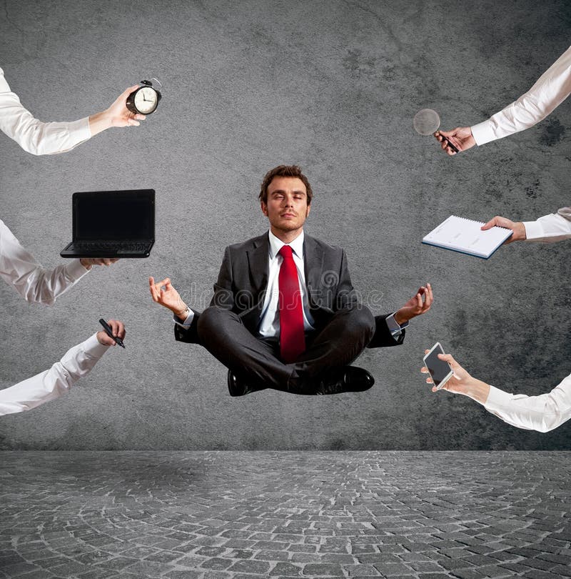 Relaxed Businessman that Does Yoga during the Work Stock Image - Image ...