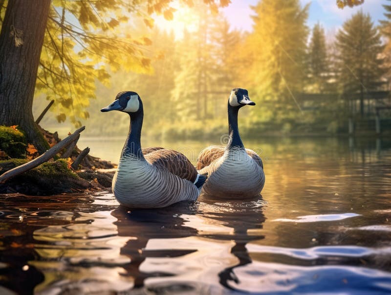Relaxed Canada Geese Made with Generative AI Illustration Stock ...