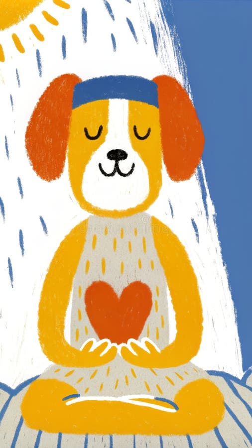 Relaxed Cartoon Dog Meditating Under the Sun Stock Photo - Image of ...