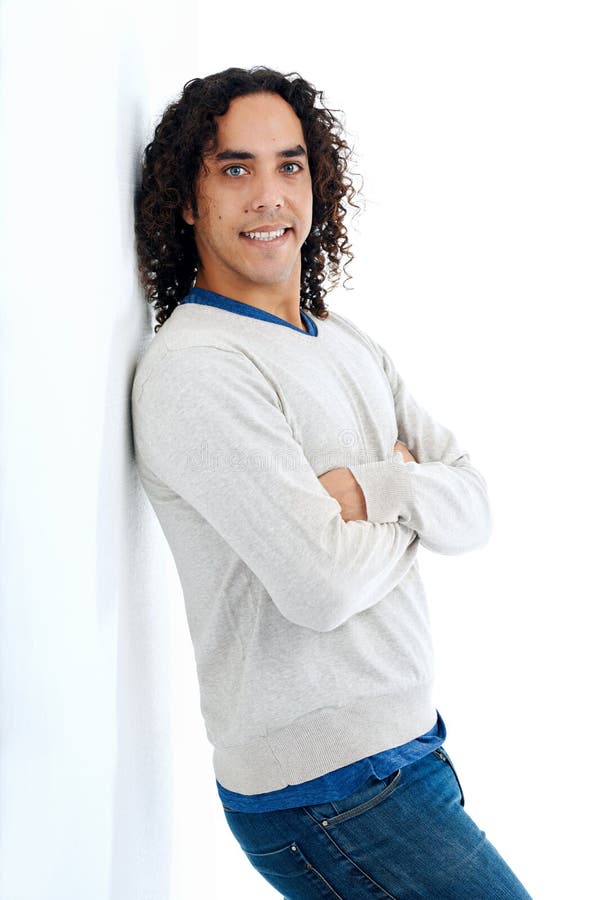 Relaxed and confident stock image. Image of male, leaning - 42701457