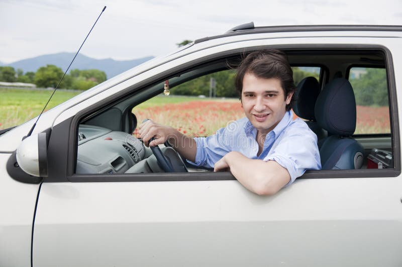Relaxed driver portrait stock image. Image of trip, transportation ...
