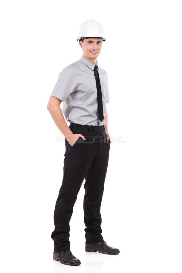 Relaxed engineer posing stock image. Image of occupation - 45316021