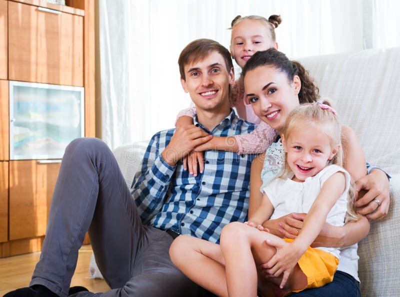 Relaxed Family in Domestic Interior Stock Photo - Image of russian ...
