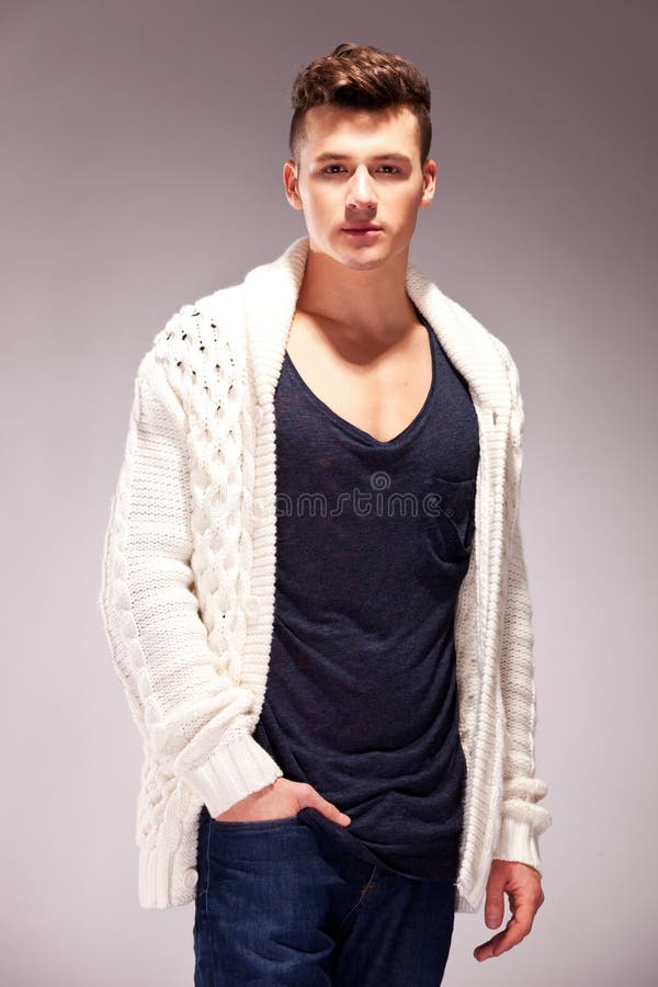 Fashion Male Model Posing in Front of a Lake Stock Photo - Image of ...