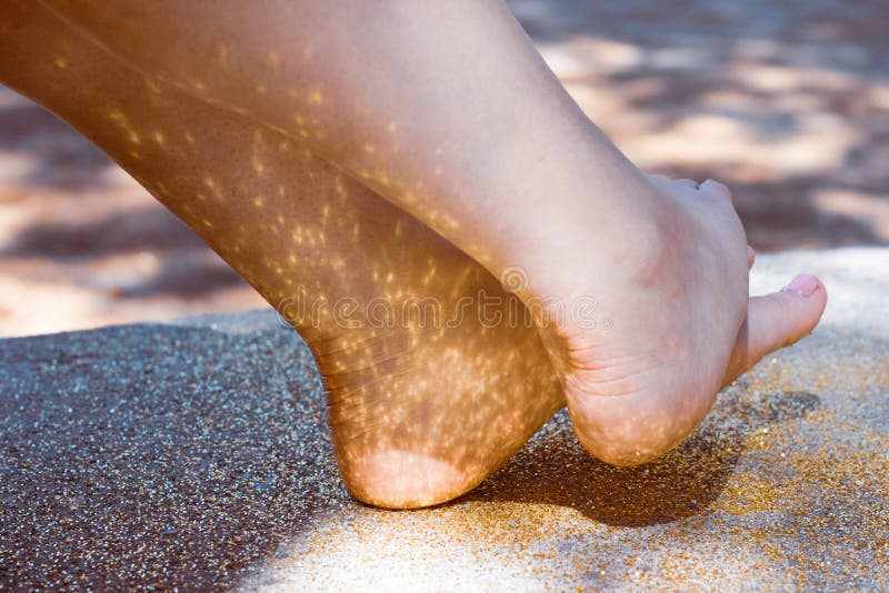 Relaxed Feet with Glitter Reflection Stock Photo - Image of feet ...