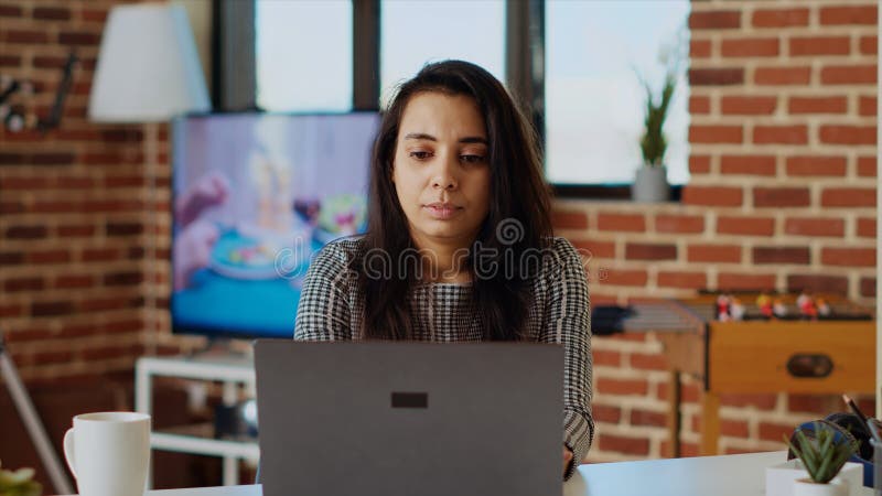 Relaxed Freelancer Checking Her Emails on Notebook Device from Home ...
