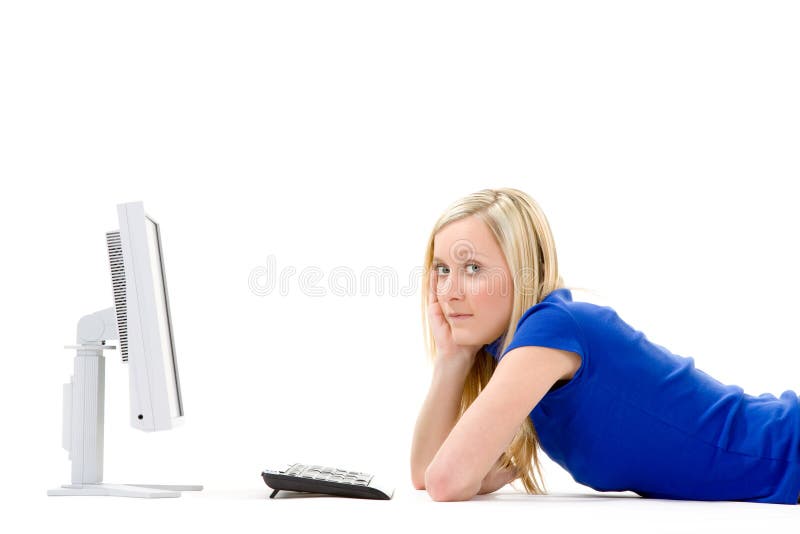 Girl using laptop computer stock photo. Image of patterned - 27218542