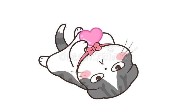 Relaxed Grey Cat Animation with White Background for Clean Integration ...