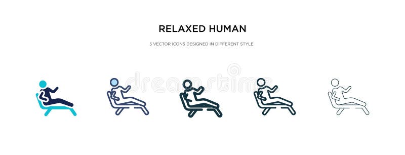 Relaxed Human Icon in Different Style Vector Illustration. Two Colored ...