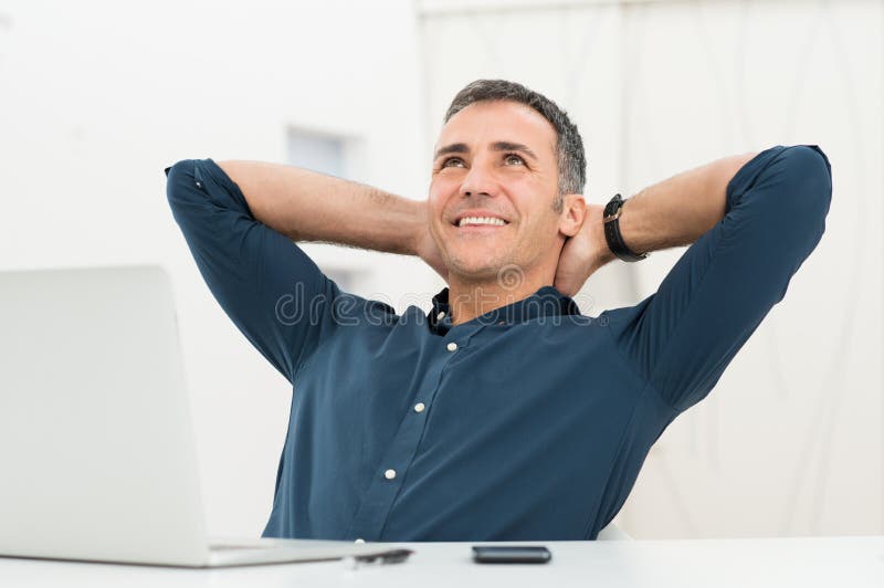 Relaxed Man Daydreaming stock image. Image of happiness - 36972241