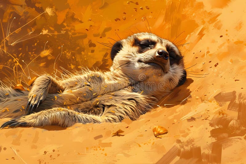 Relaxed Meerkat in Warm Desert Sand Stock Illustration - Illustration ...