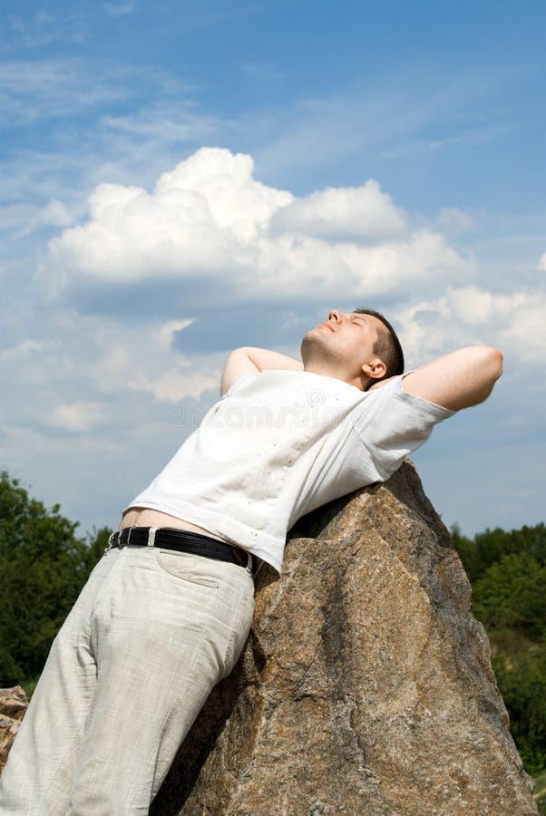 Relaxed men stock photo. Image of rock, pleasure, nature - 2713556