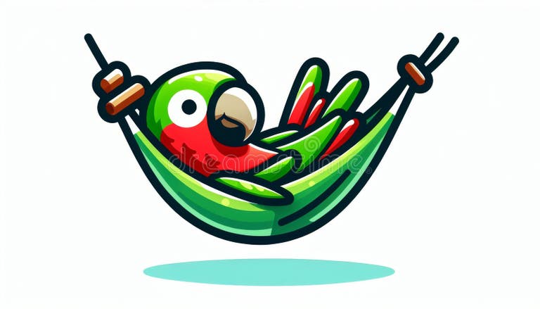 Relaxed Parrot in Green Hammock Illustration Stock Illustration ...