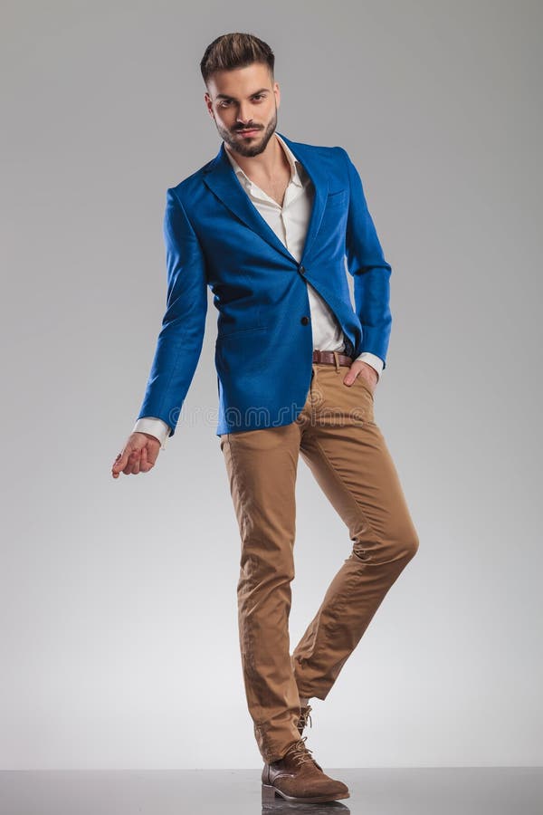 Relaxed Smart Casual Man in Blue Suit Walking To Side Stock Photo ... Relaxed Smart Casual Man in Blue Suit Walking To Side Stock Photo ...