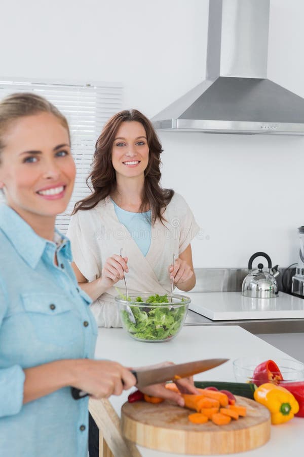 Relaxed Women Cooking Together Stock Photo - Image of healthy, brunette ...