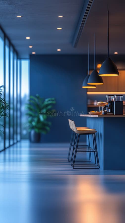 Relaxed Workplace Kitchenette with Modern Design and Inviting ...