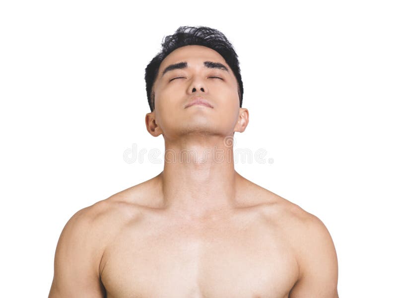 Relaxed Young Man with Neck Isolated on White Stock Photo - Image of ...