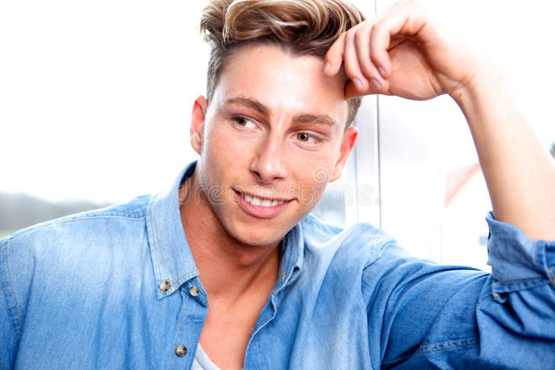 Relaxed young man smiling stock photo. Image of caucasian - 38275758